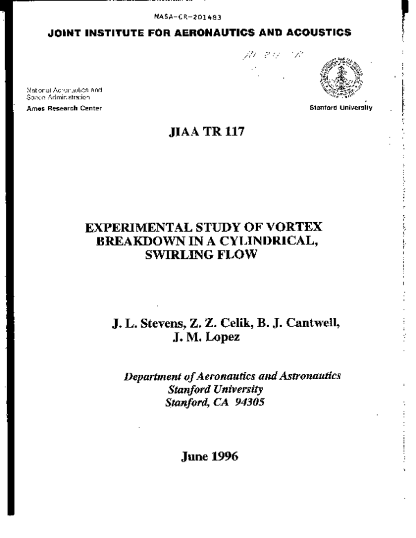 (PDF) Experimental study of vortex breakdown in a cylindrical, swirling ...