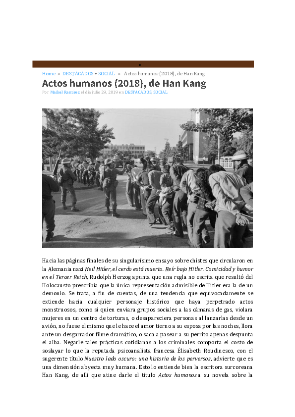 (PDF) Actos humanos (2018), de Han Kang