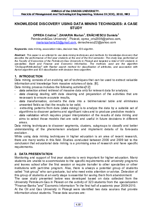 (PDF) Knowledge Discovery Using Data Mining Techniques: A Case Study