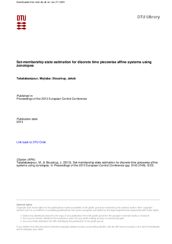 (PDF) Set-membership state estimation for discrete time piecewise ...