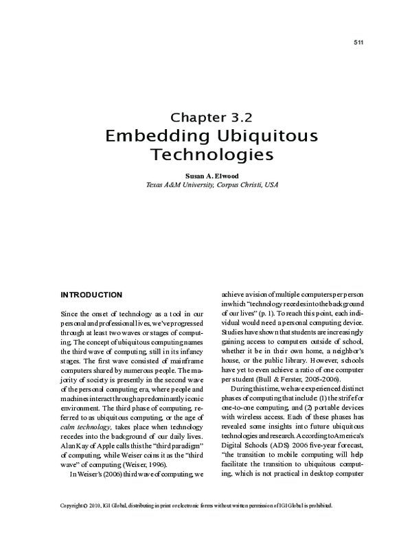 (PDF) Embedding Ubiquitous Technologies