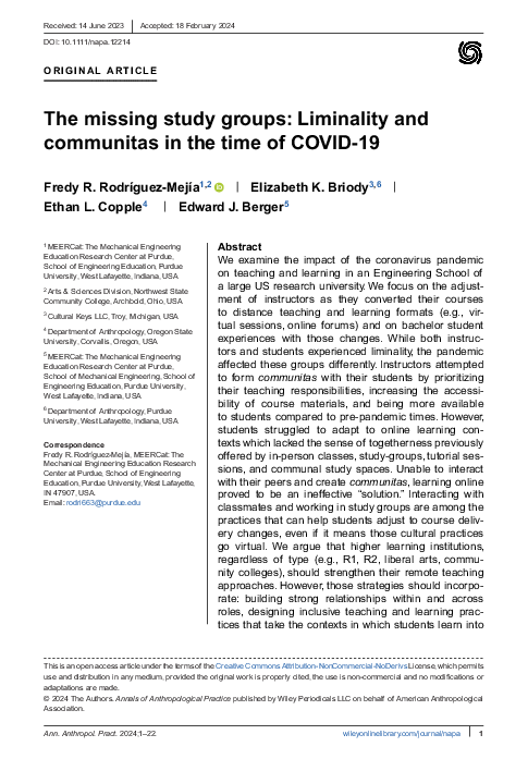 (PDF) The missing study groups: Liminality and communitas in the time ...