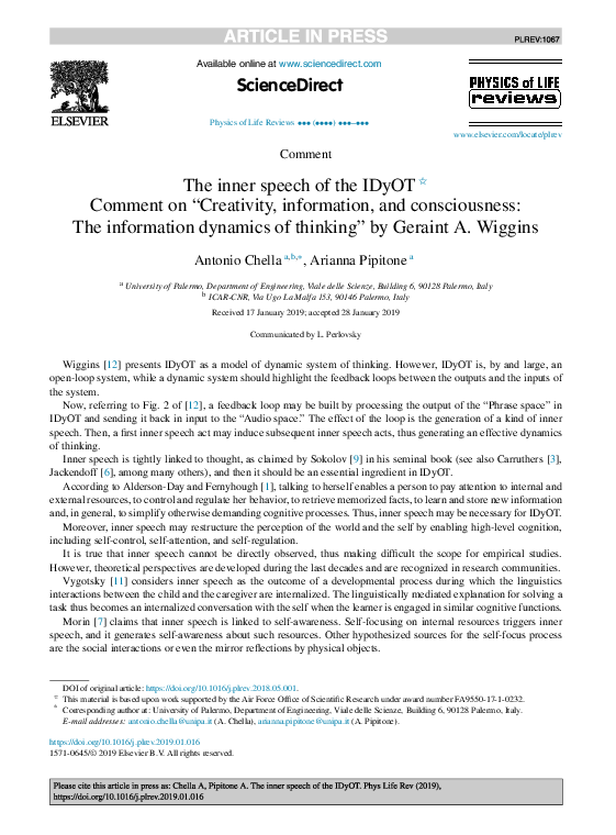 (PDF) The inner speech of the IDyOT
