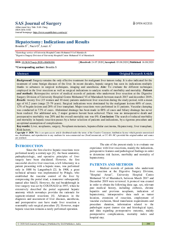 (PDF) Hepatectomy: Indications and Results