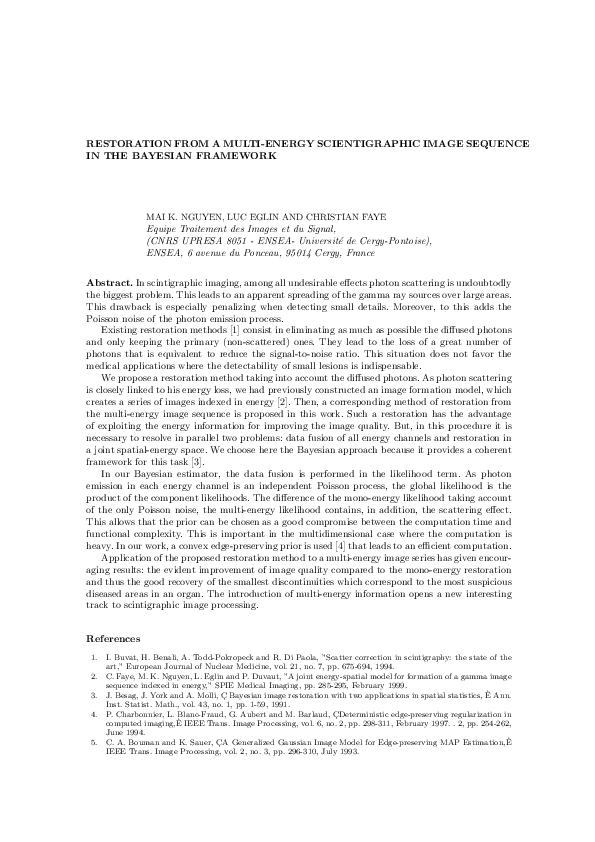 (PDF) Restoration from a multi-energy scintigraphic image sequence in the Bayesian framework ...