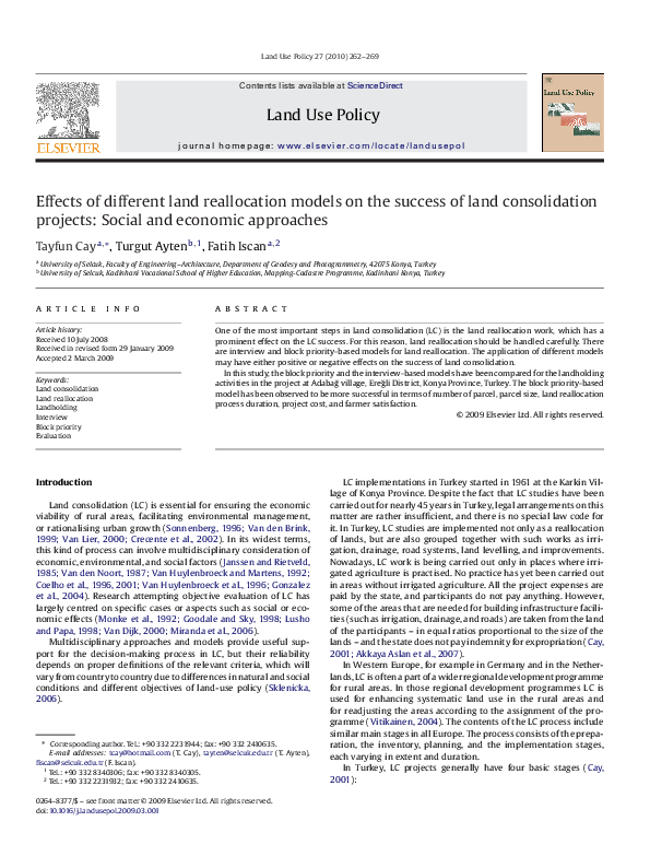 (PDF) Effects of different land reallocation models on the success of ...