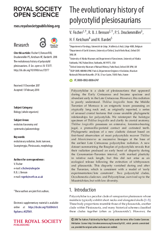 (PDF) The evolutionary history of polycotylid plesiosaurians
