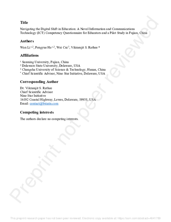 (PDF) Navigating the Digital Shift in Education: A Novel Information ...