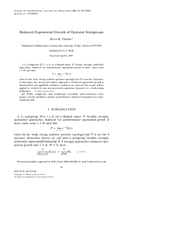 (PDF) Balanced Exponential Growth of Operator Semigroups