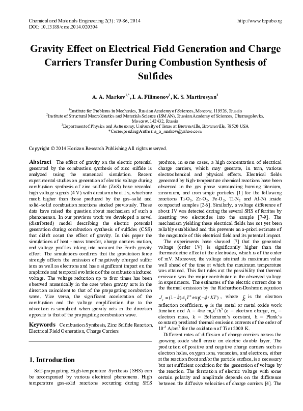 (PDF) Gravity Effect on Electrical Field Generation and Charge Carriers ...