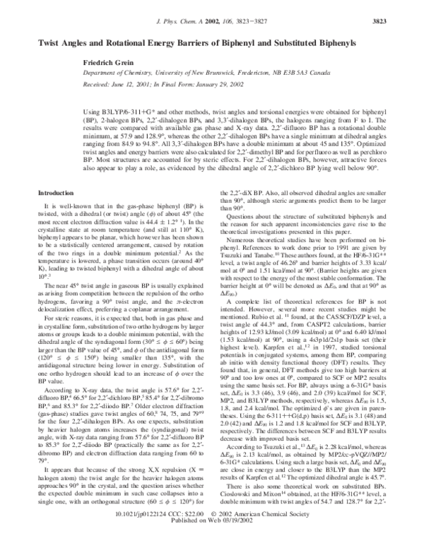 (PDF) Twist Angles and Rotational Energy Barriers of Biphenyl and ...