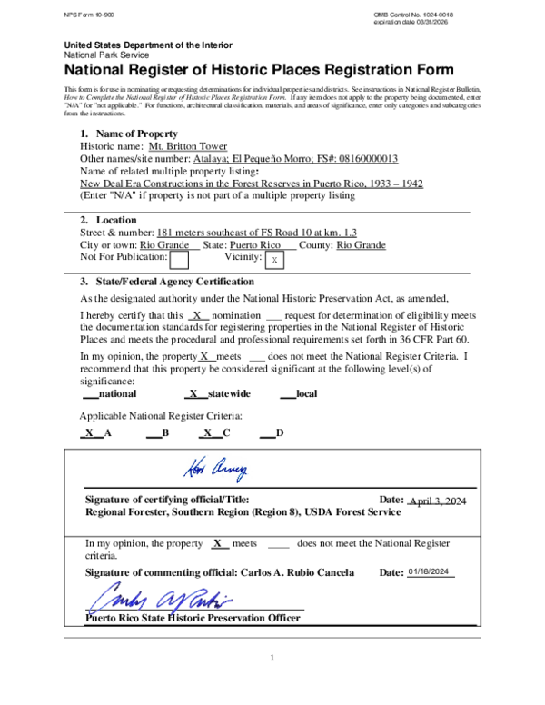 (PDF) Mt. Britton Tower National Register of Historic Places ...