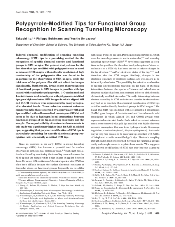 (PDF) Polypyrrole-Modified Tips for Functional Group Recognition in Scanning Tunneling Microscopy