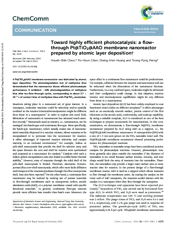 (PDF) Efficient Photocatalysis with Pt@TiO2 Nanoreactor