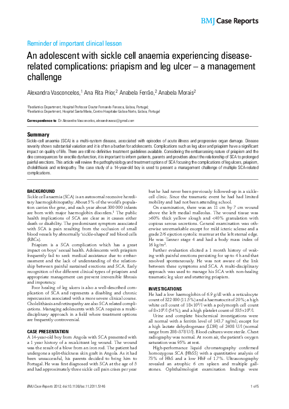 (PDF) An adolescent with sickle cell anaemia experiencing disease ...