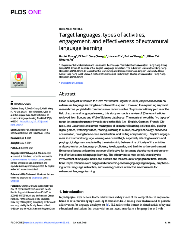 (PDF) Target languages, types of activities, engagement, and ...
