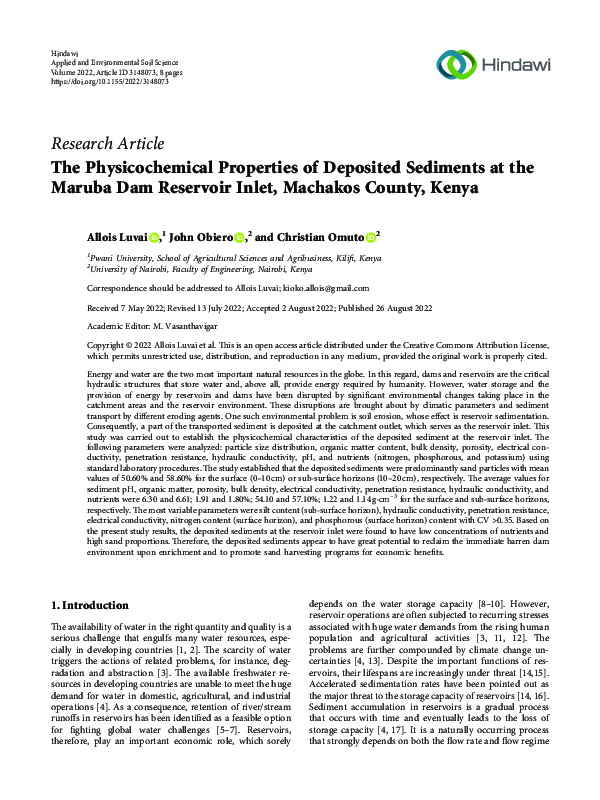 (PDF) The Physicochemical Properties of Deposited Sediments at the ...