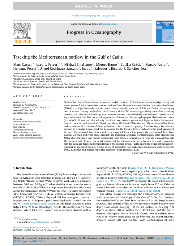(PDF) Tracking the Mediterranean outflow in the Gulf of Cadiz