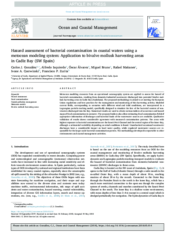 (PDF) Hazard assessment of bacterial contamination in coastal waters ...