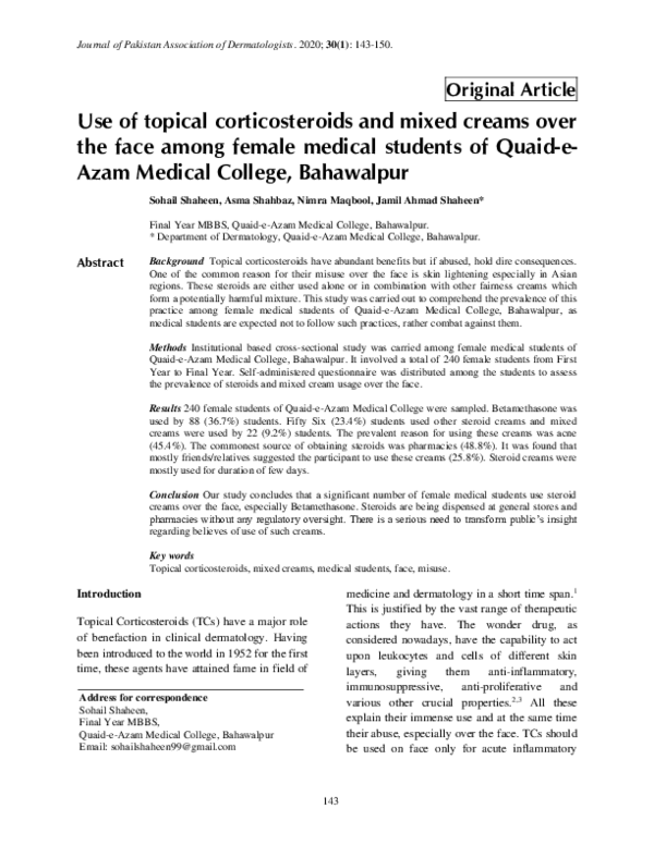 (PDF) Use of topical corticosteroids and mixed creams over the face ...