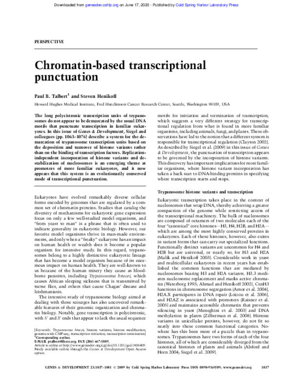 (PDF) Chromatin-based transcriptional punctuation: Figure 1 | Paul ...