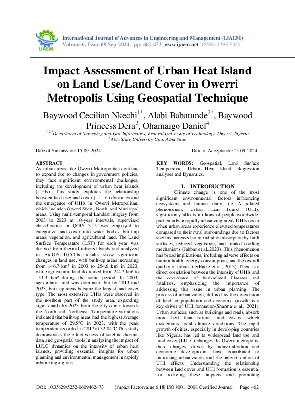 (PDF) Impact Assessment of Urban Heat Island on Land Use/Land Cover in ...
