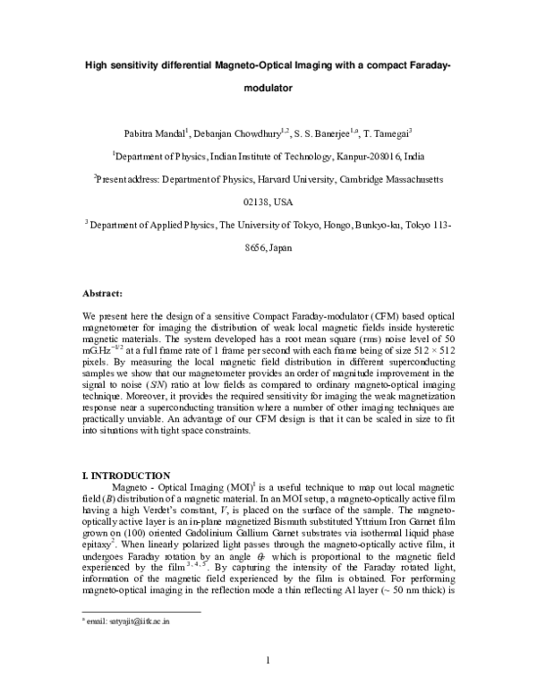 (PDF) High sensitivity differential magneto-optical imaging with a ...