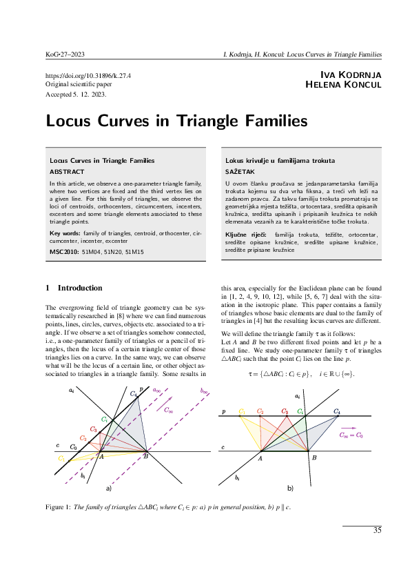 (PDF) Locus Curves in Triangle Families