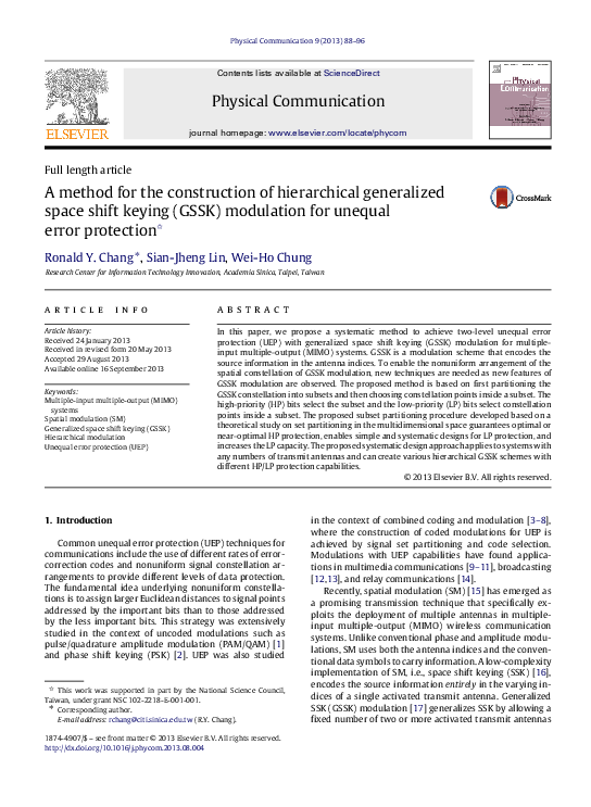 Pdf A Method For The Construction Of Hierarchical Generalized Space Shift Keying Gssk