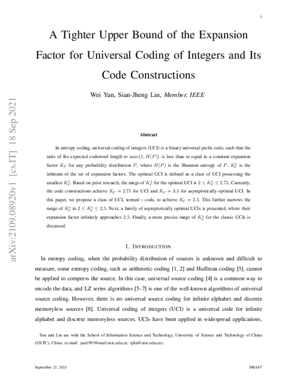 (PDF) A Tighter Upper Bound of the Expansion Factor for Universal ...