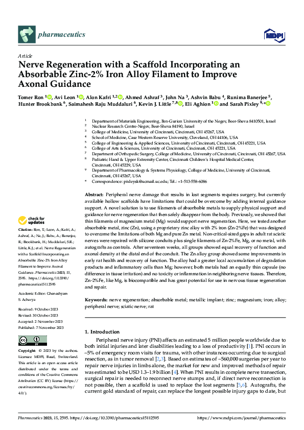 (PDF) Nerve Regeneration with a Scaffold Incorporating an Absorbable ...