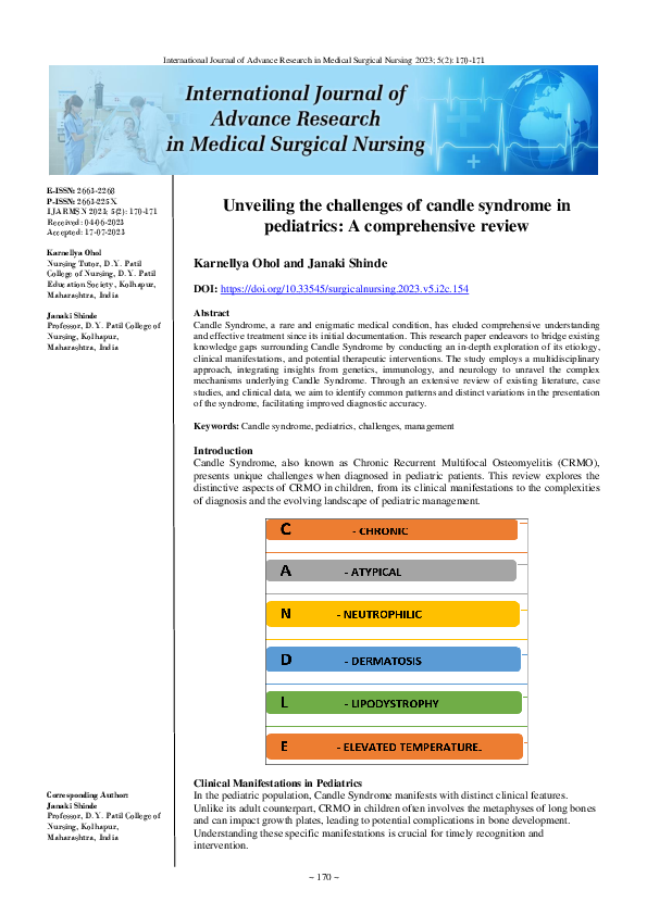 (PDF) Unveiling the challenges of candle syndrome in pediatrics: A ...