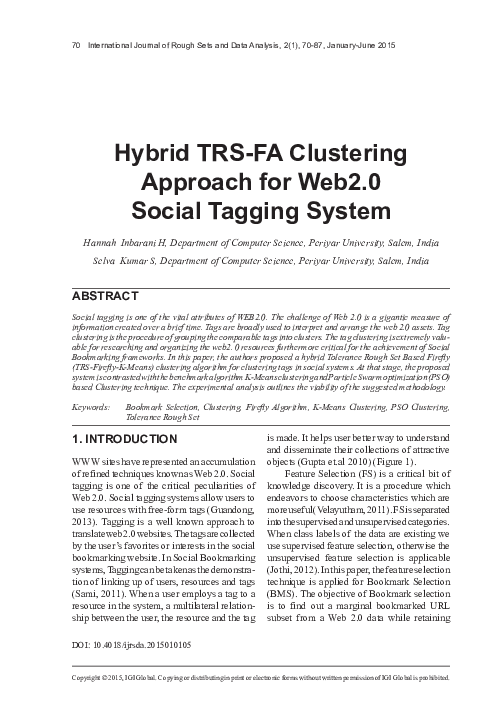 (PDF) Hybrid TRS-FA Clustering Approach for Web2.0 Social Tagging System
