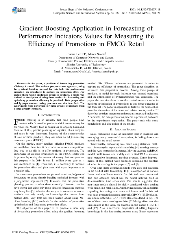 (PDF) Gradient Boosting Application in Forecasting of Performance ...