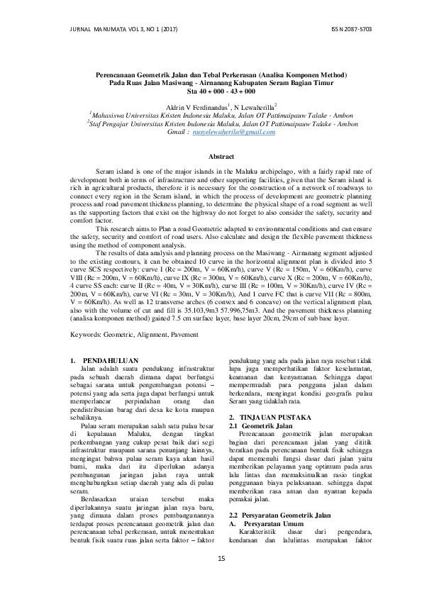 (PDF) Perencanaan Geometrik Jalan dan Tebal Perkerasan (Analisa ...
