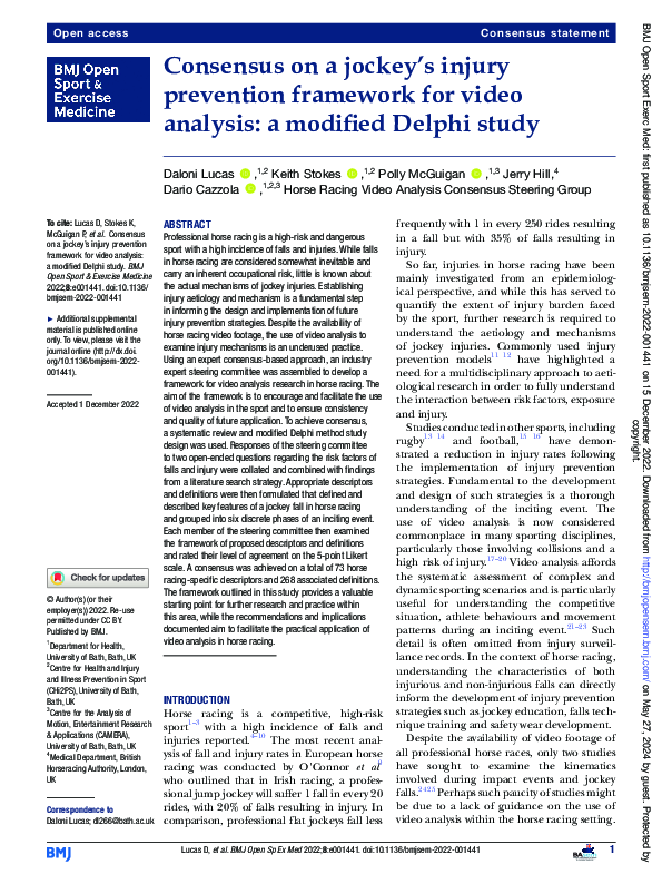 (PDF) Consensus on a jockey’s injury prevention framework for video analysis: a modified Delphi ...
