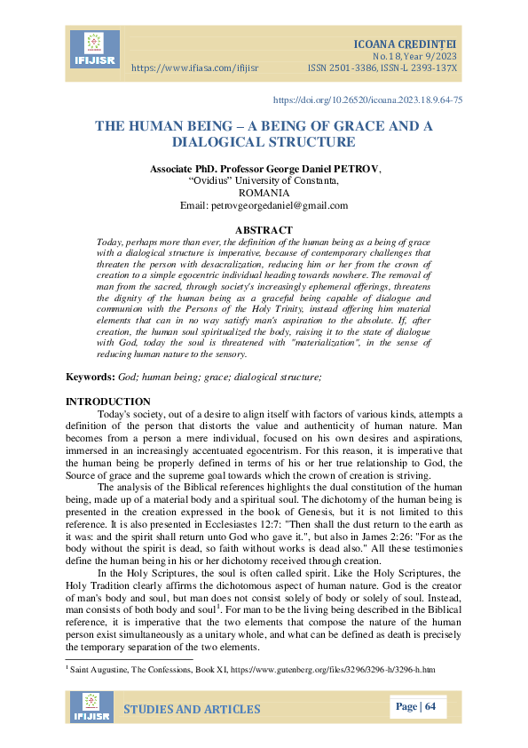 (PDF) The Human Being – a Being of Grace and a Dialogical Structure