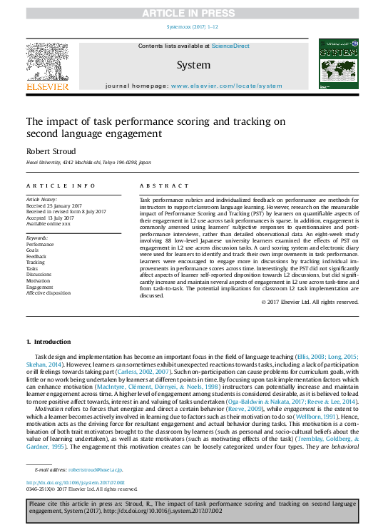 (PDF) The impact of task performance scoring and tracking on second ...