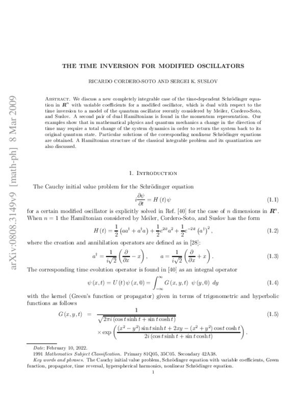 (PDF) Time Inversion in Modified Quantum Oscillators