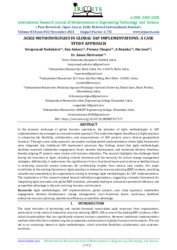 (PDF) Agile SAP Implementations: Case Study Insights
