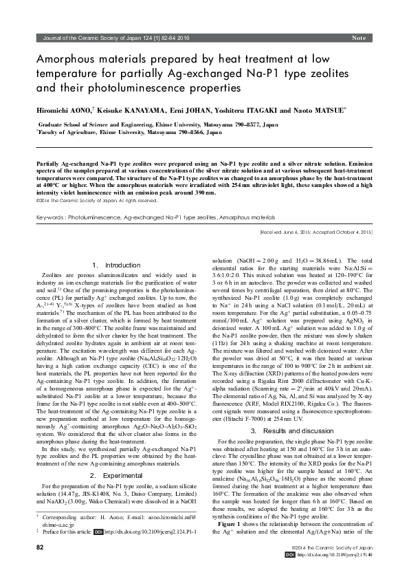 (PDF) Amorphous materials prepared by heat treatment at low temperature for partially Ag ...