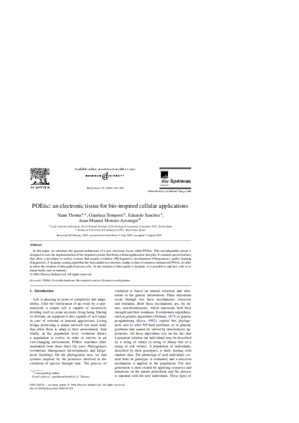 (PDF) POEtic: an electronic tissue for bio-inspired cellular ...