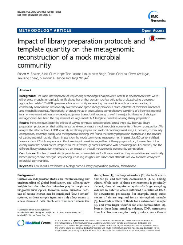 (PDF) Impact of library preparation protocols and template quantity on ...