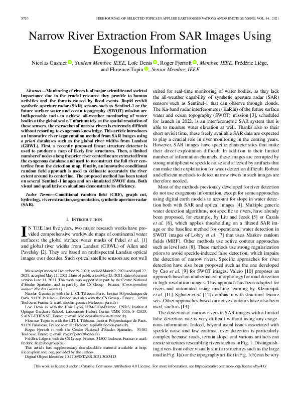 (PDF) Narrow River Extraction From SAR Images Using Exogenous Information