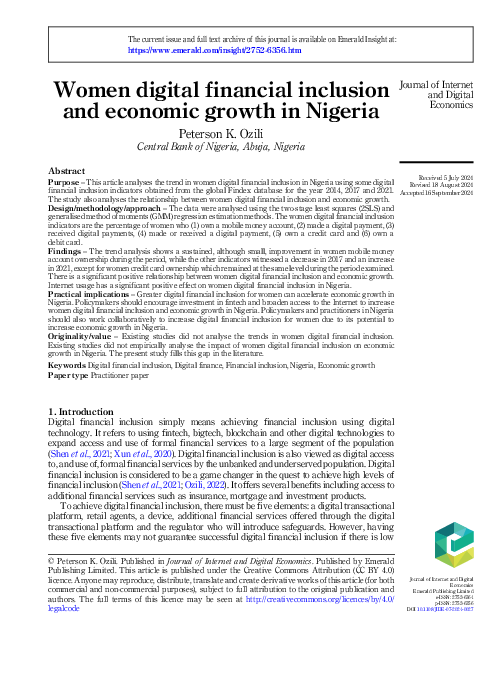 (PDF) Women digital financial inclusion and economic growth in Nigeria