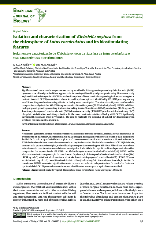 (PDF) Isolation and characterization of Klebsiella oxytoca from the ...