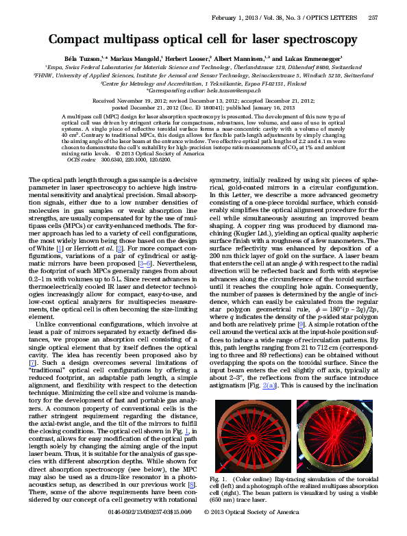 (PDF) Compact multipass optical cell for laser spectroscopy