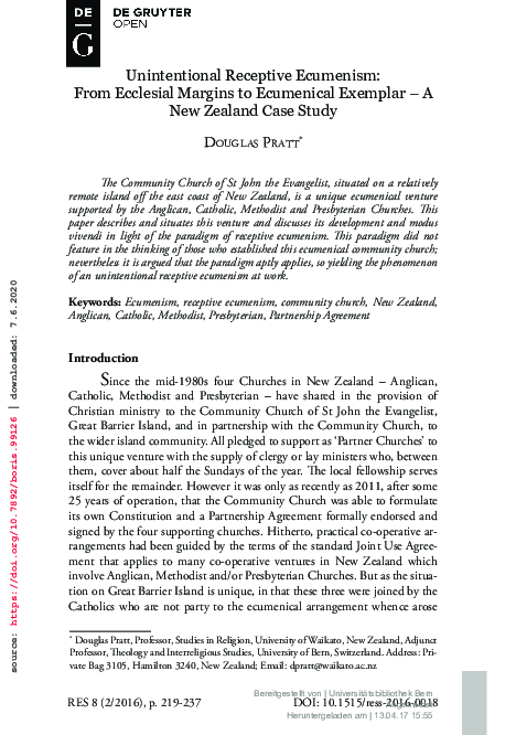 (PDF) Unintentional Receptive Ecumenism: From Ecclesial Margins to Ecumenical Exemplar – A New ...