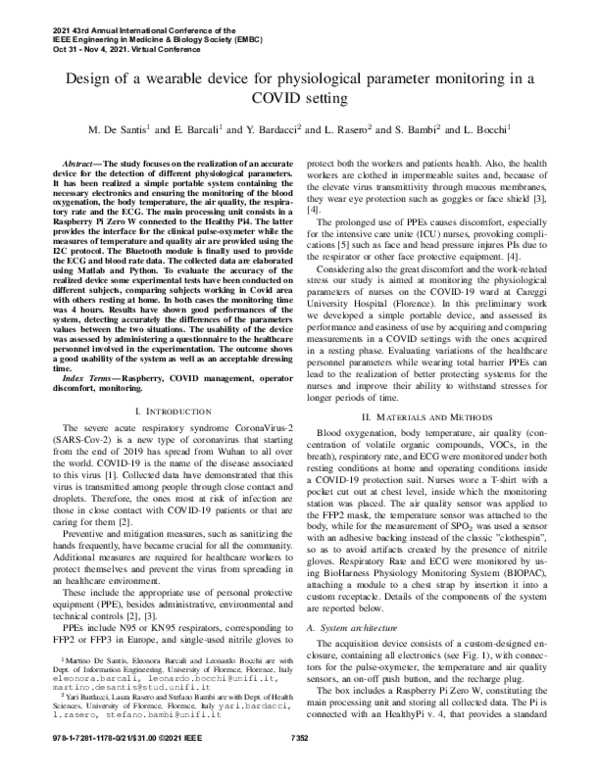 (PDF) Design of a wearable device for physiological parameter monitoring in a COVID setting ...