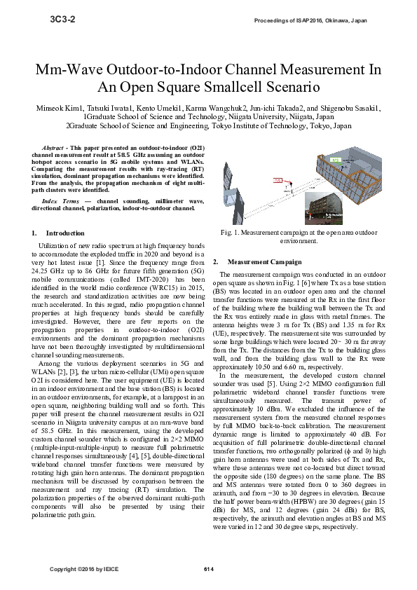 (PDF) Mm-Wave Outdoor-to-Indoor Channel Measurement In An Open Square ...